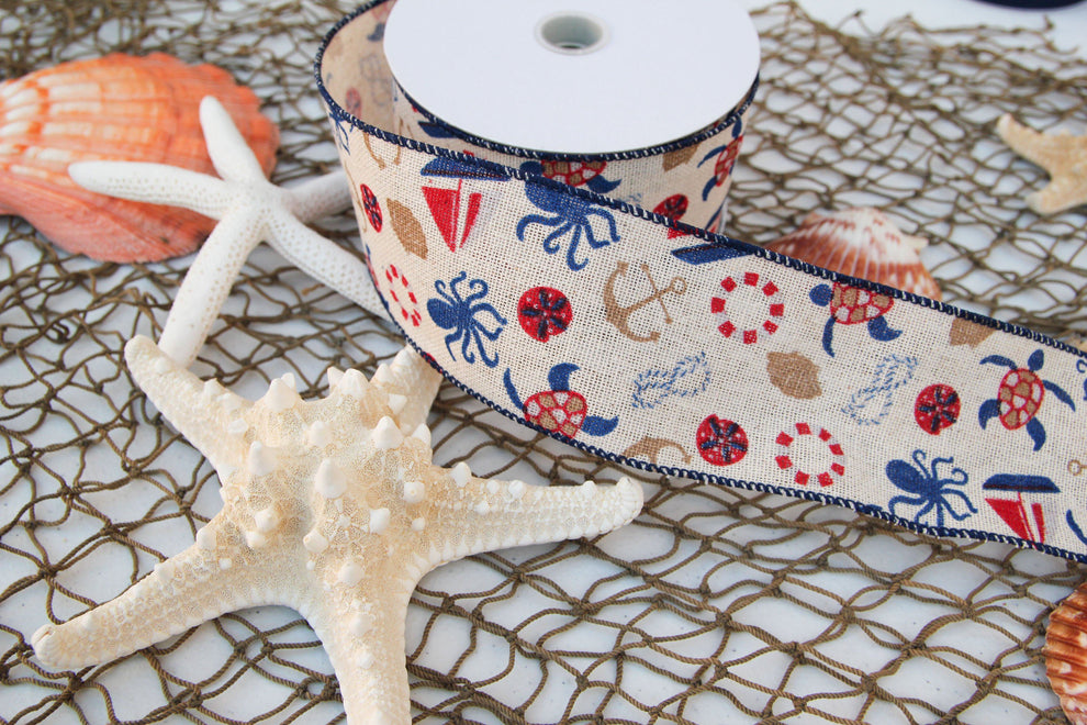 2.5" Wired Nautical Assortment Ribbon – Americasfavors