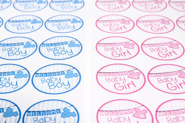 Welcome Baby Girl & Welcome Baby Boy Stickers (24 pieces) – Americasfavors